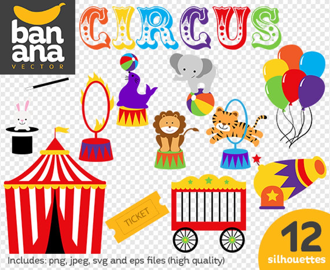 SALE Circus Clipart Png Jpg Svg Eps Files High Resolution - Etsy
