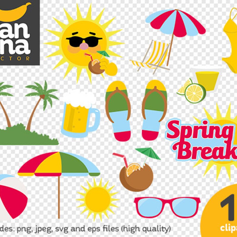 Spring Break Clipart - Etsy