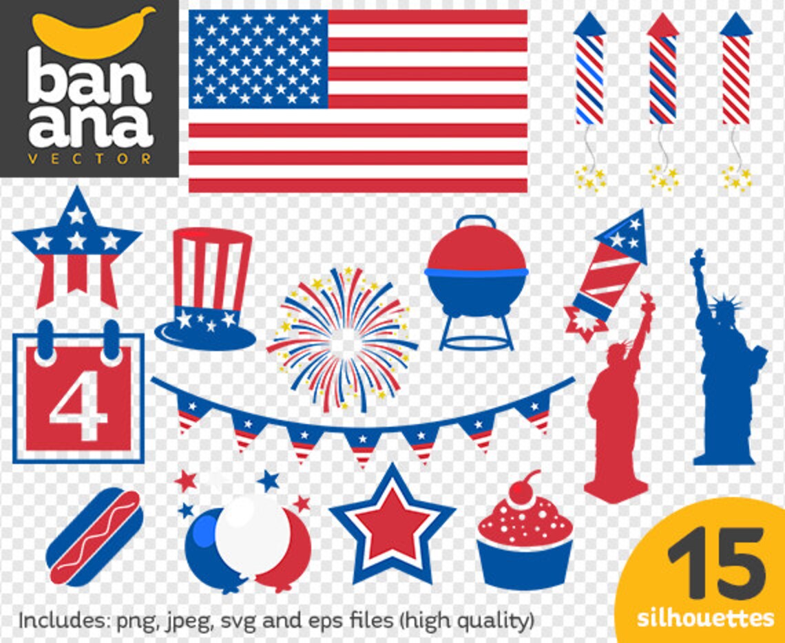 SALE July 4th Clipart Png Jpg Svg Eps Files High Resolution - Etsy