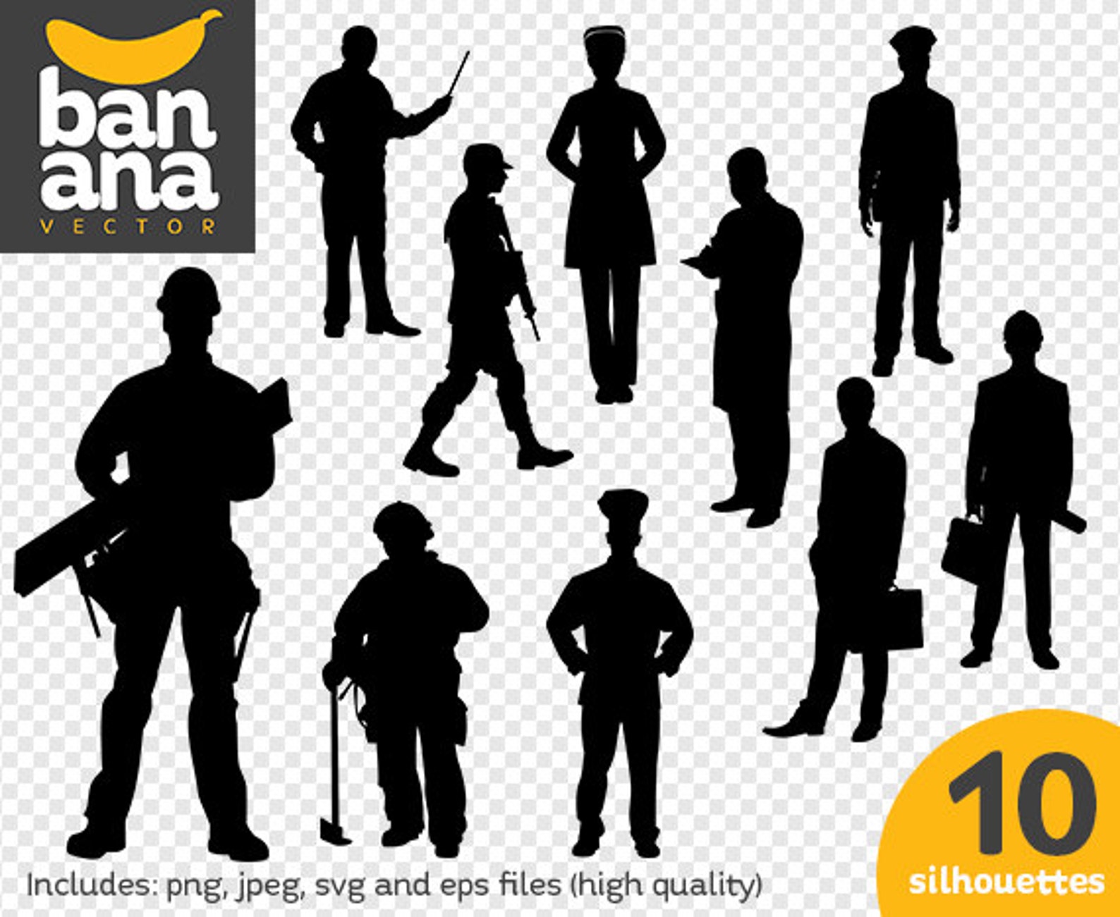 SALE Occupations Silhouettes Png Jpg Svg Eps Files High | Etsy