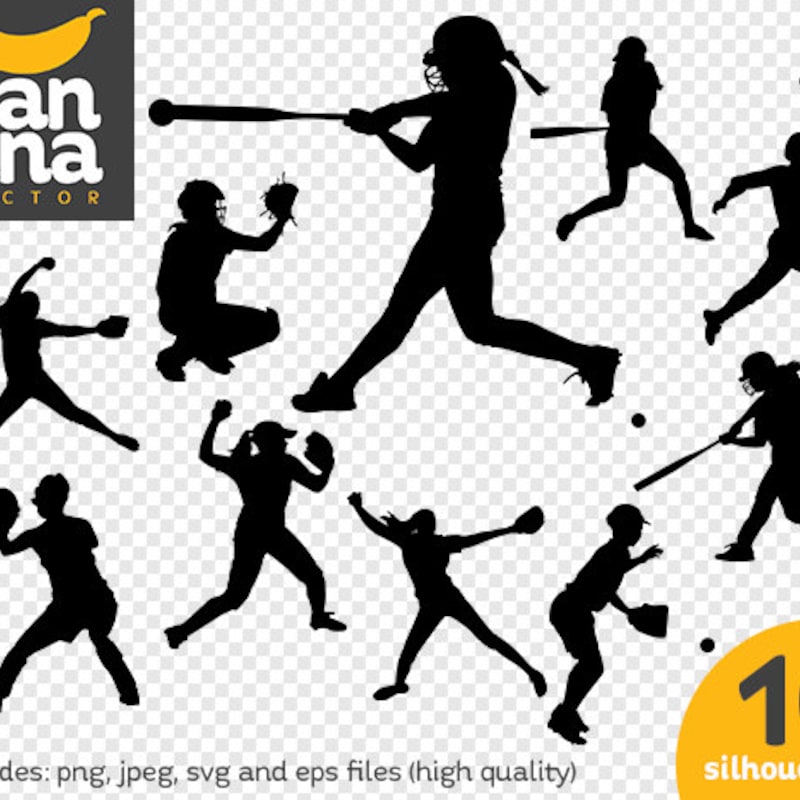 Softball Silhouette - Etsy