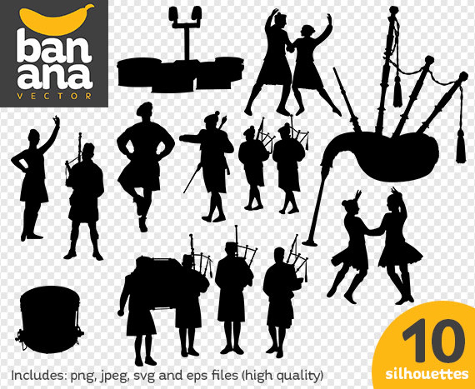 SALE Highland Dance Silhouettes Png Jpg Svg Eps Files High Resolution ...