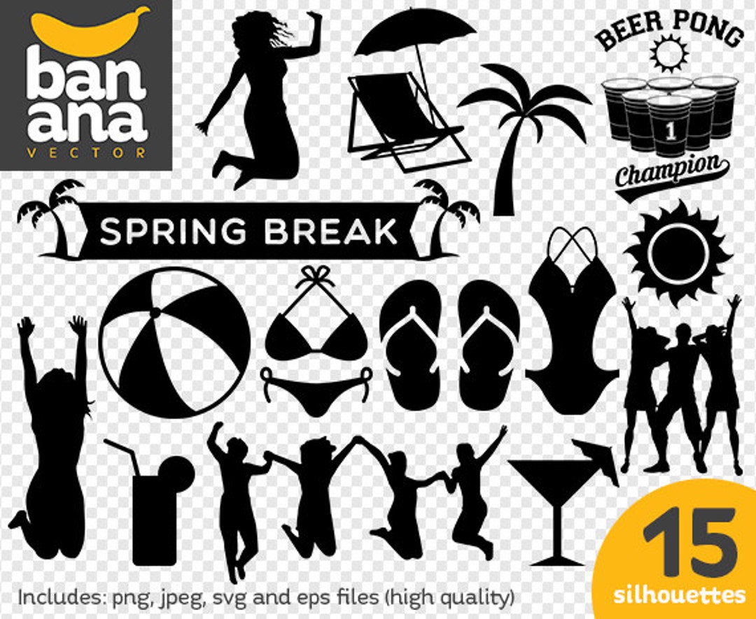 SALE Spring Break Silhouettes Png Jpg Svg Eps Files High Resolution BV ...