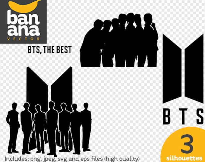 BTS Silhouette Logo SVG Svg Png Pdf DXF Eps Cricut Cut File, Silhouette ...
