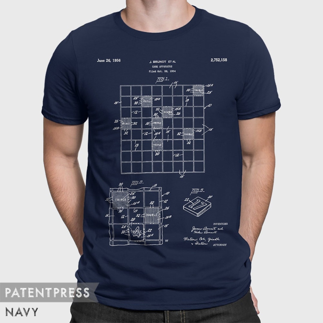 Scrabble Patent T Shirt, Scrabble T-shirt Gift, Word Game Boardgame ...