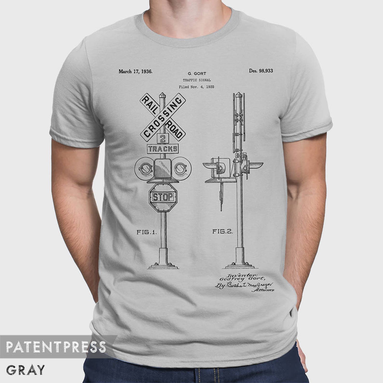 Railroad Crossing T-shirt Railroad Crossing Patent T Shirt | Etsy