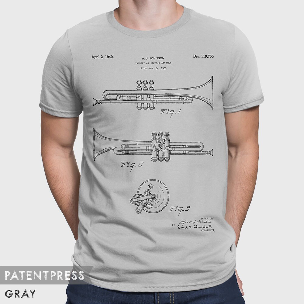 Trumpet T-shirt, Trumpet Patent T Shirt, Trumpet Player Gift for ...