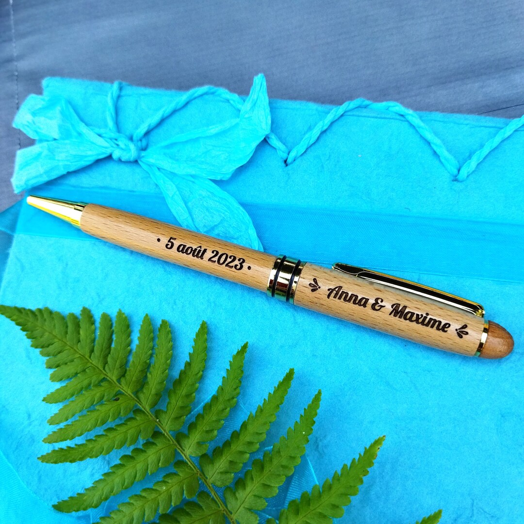 Solid Beech Wood Ballpoint Pen Personalized Engraving Your TEXT Mother ...