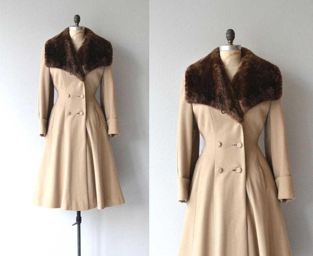 Vintage 1940s 1950s Light Tan Sheared Mink Wool Princess Double ...