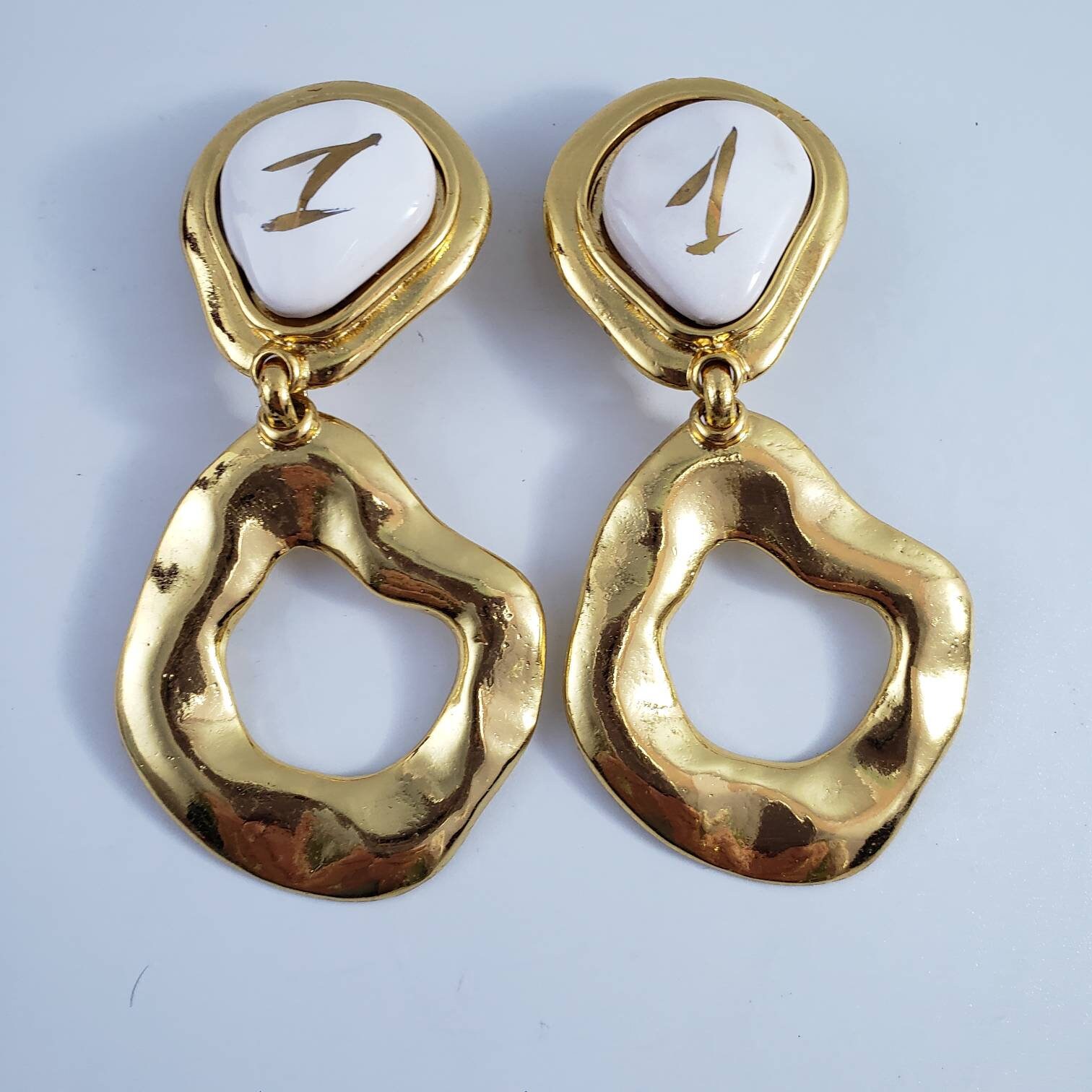 Vintage Edouard Rambaud Paris Clip on Earrings Statement Runway White ...