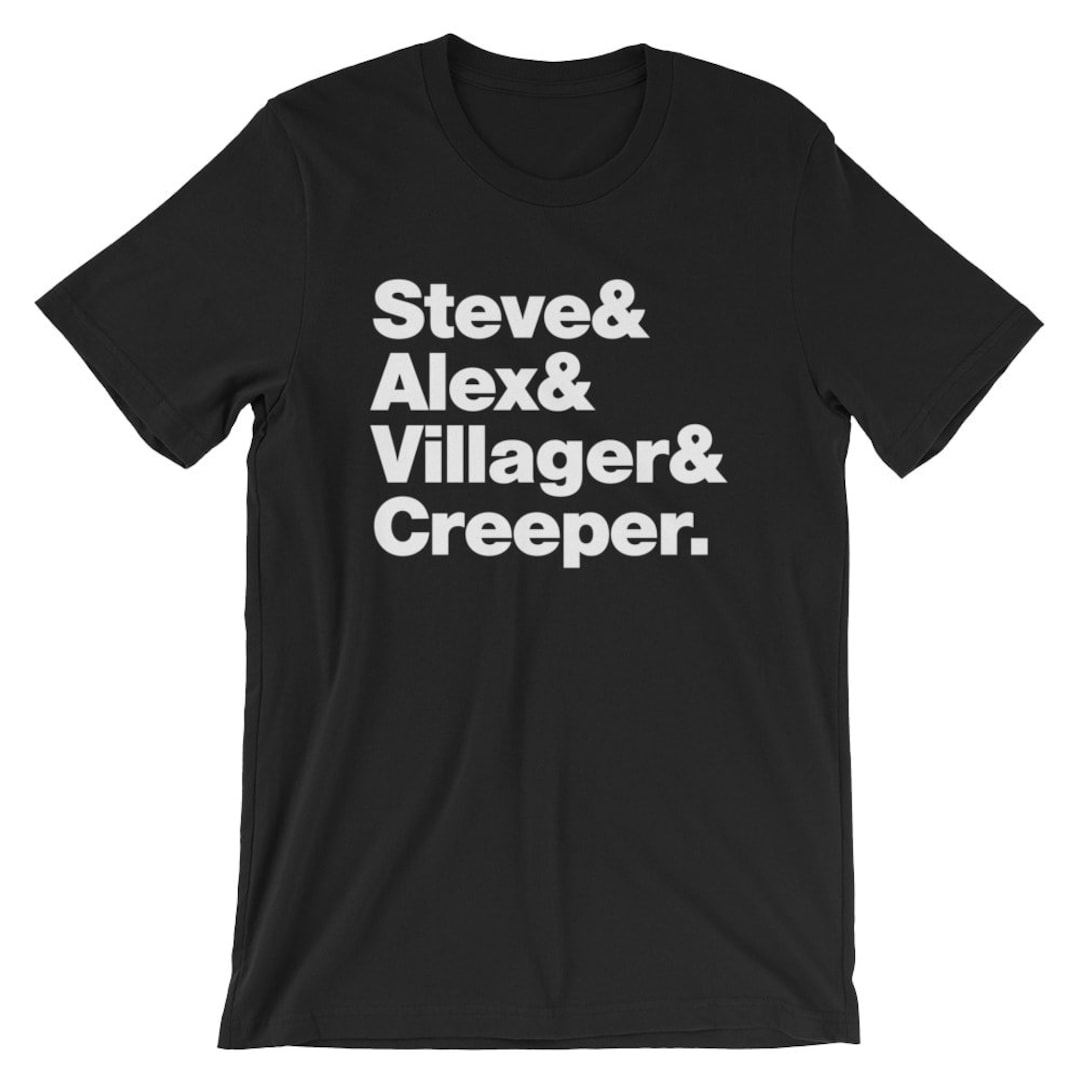 Minecraft Shirt - Steve, Alex, Villager, and Creeper - Video Game Shirt ...
