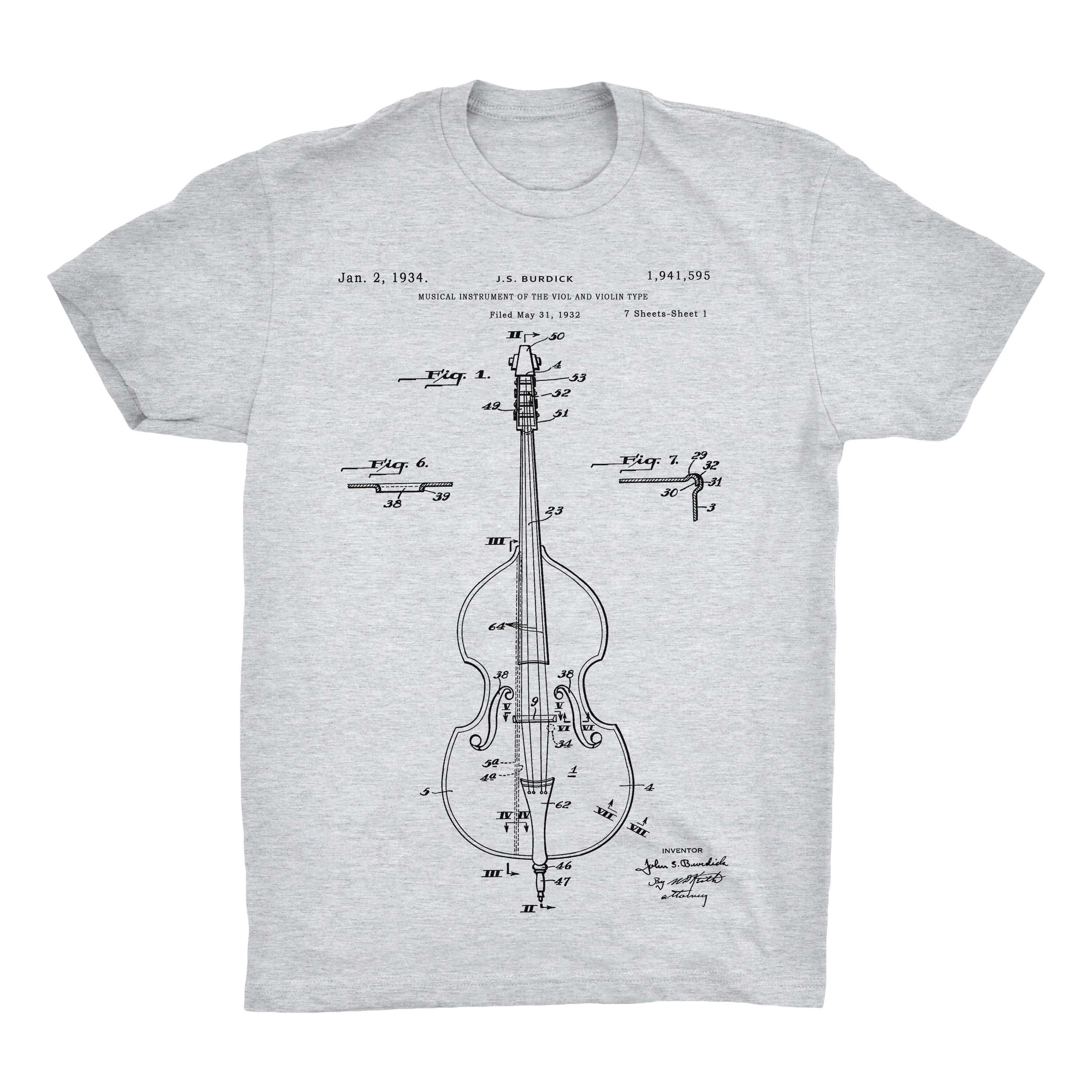 Cello Patent T-shirt on Black, Red, White or Gray - 100% Soft Premium ...