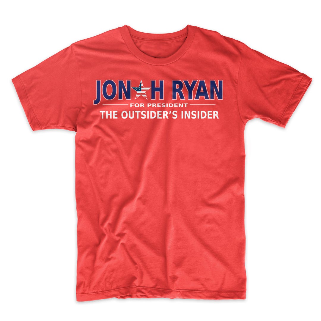 Jonah Ryan for President Shirt on Red Premium Soft Tee. Veep T-shirt ...