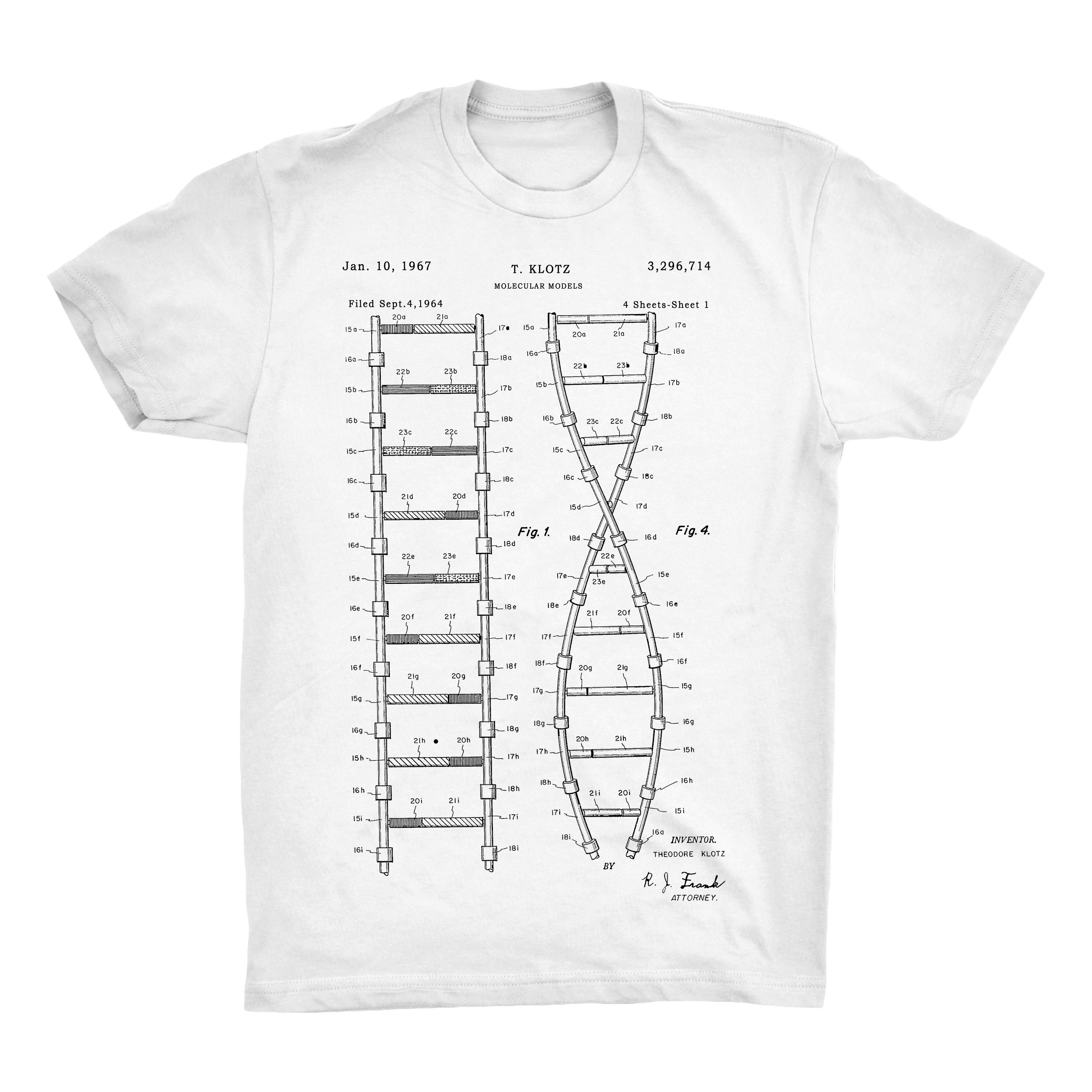 Molecule Patent T-shirt on Black, Red, White or Gray - 100% Soft ...