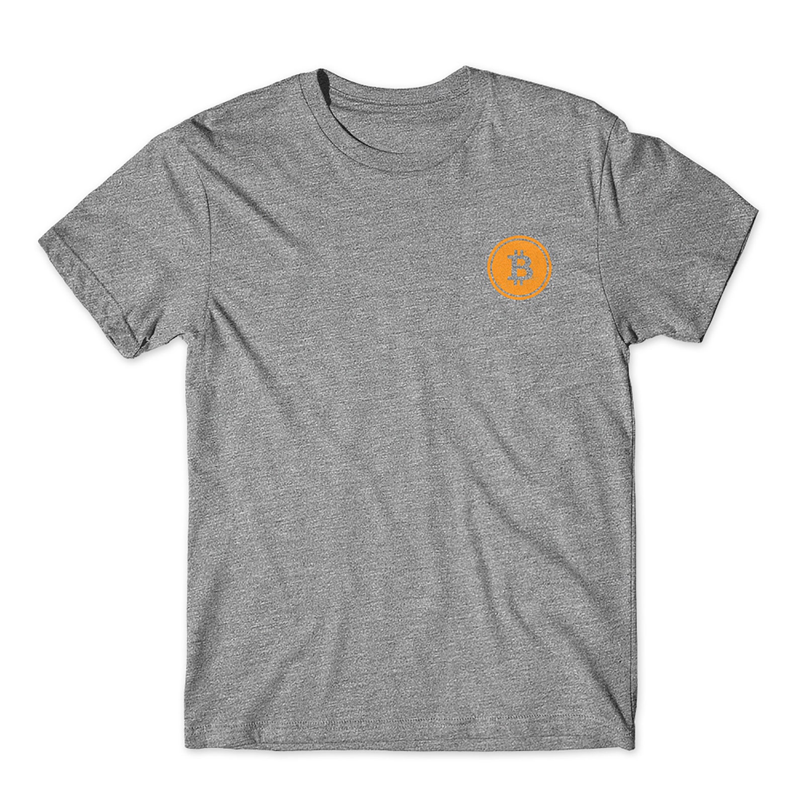 Bitcoin 2 T-shirt on Dark Gray, Light Gray, White, and Red Small Logo ...
