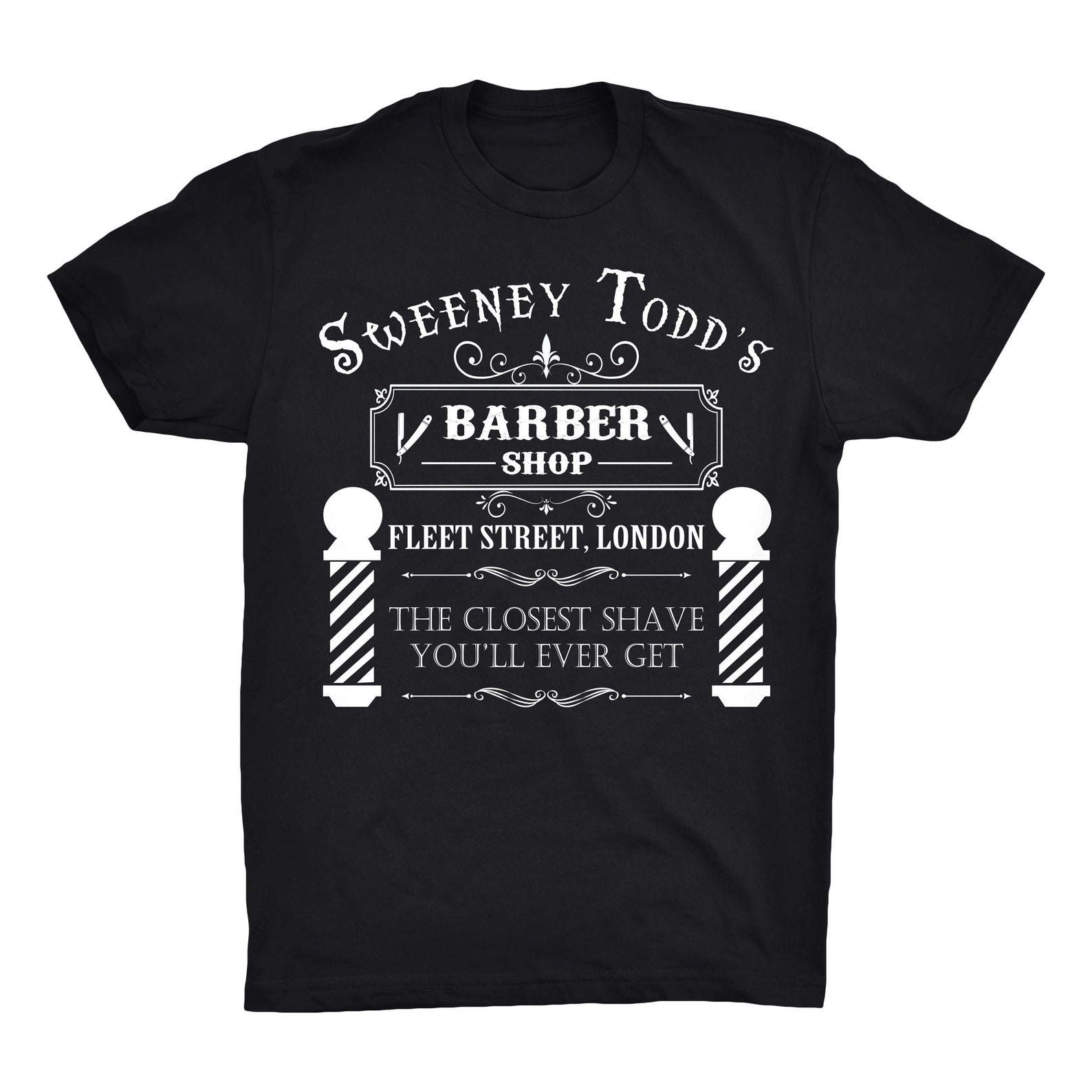 Sweeney Todd Barber Shop T-shirt on Black or White 100% Soft - Etsy