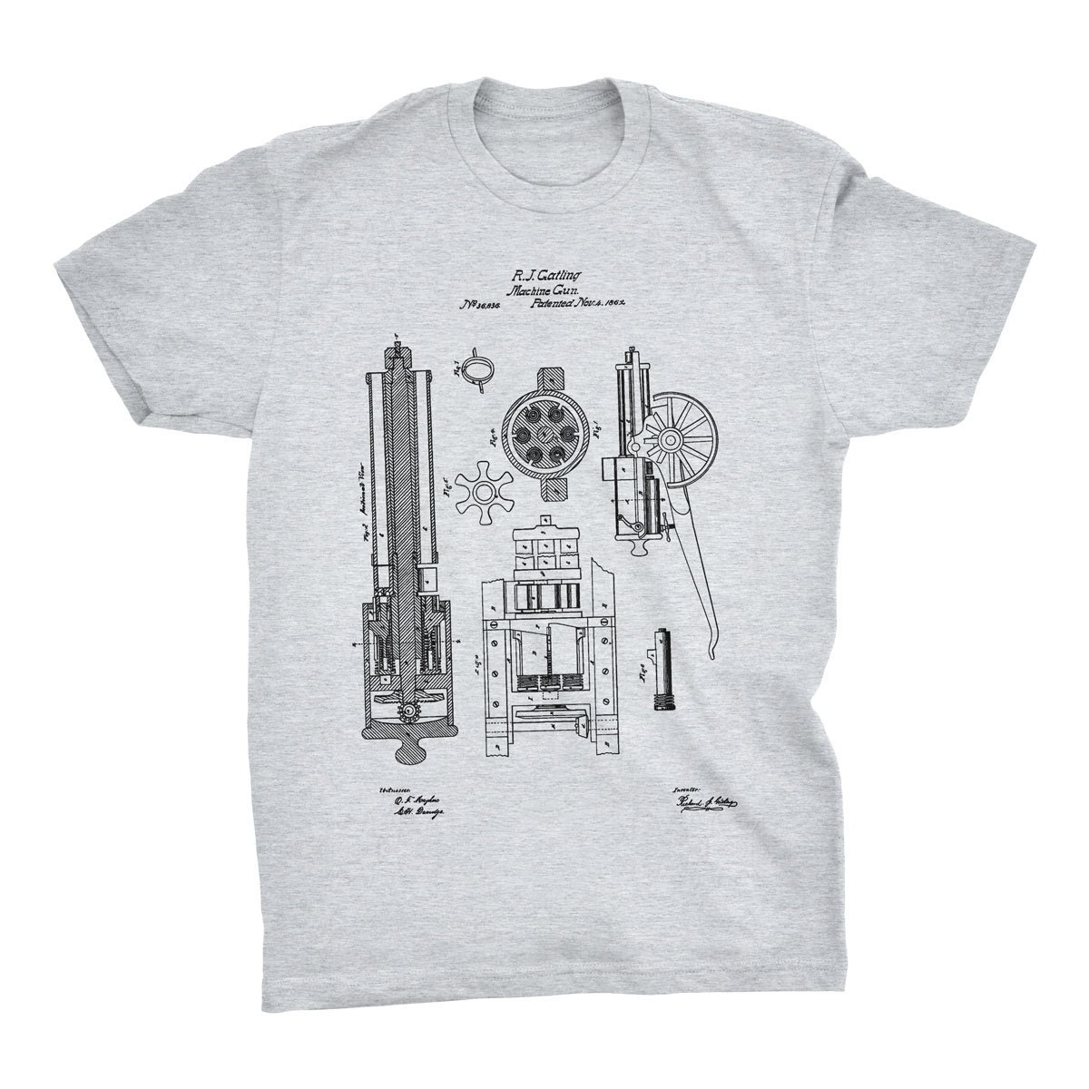 Machine Gun Patent T-shirt. Gatling Gun Blueprint Tee. Printed - Etsy