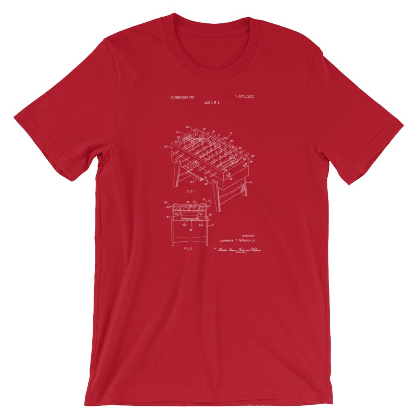 Foosball Patent T-shirt. Foosball Table Shirt, Foosball Art. Available ...