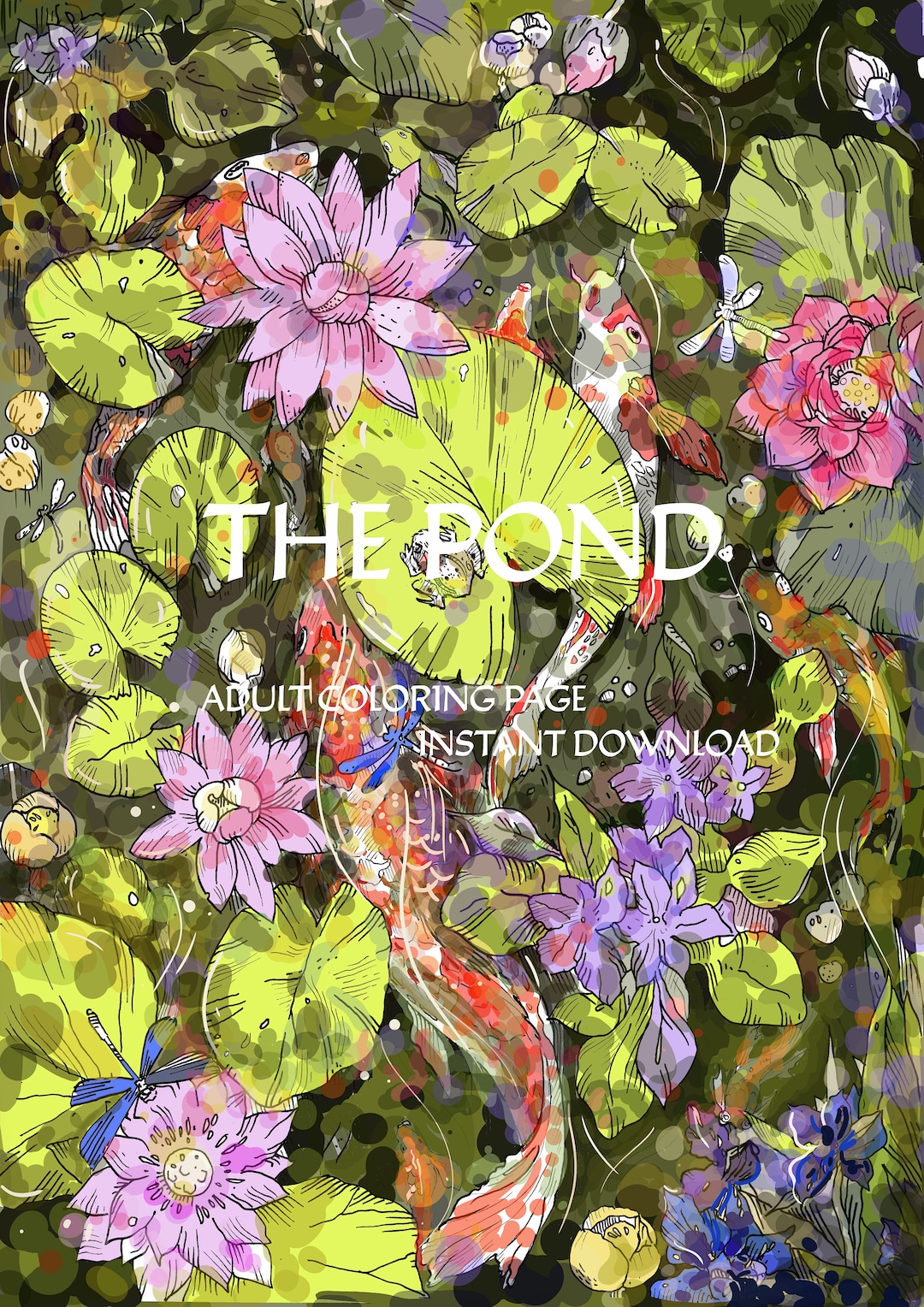 The Garden Pond. Adult Colouring Page. - Etsy UK