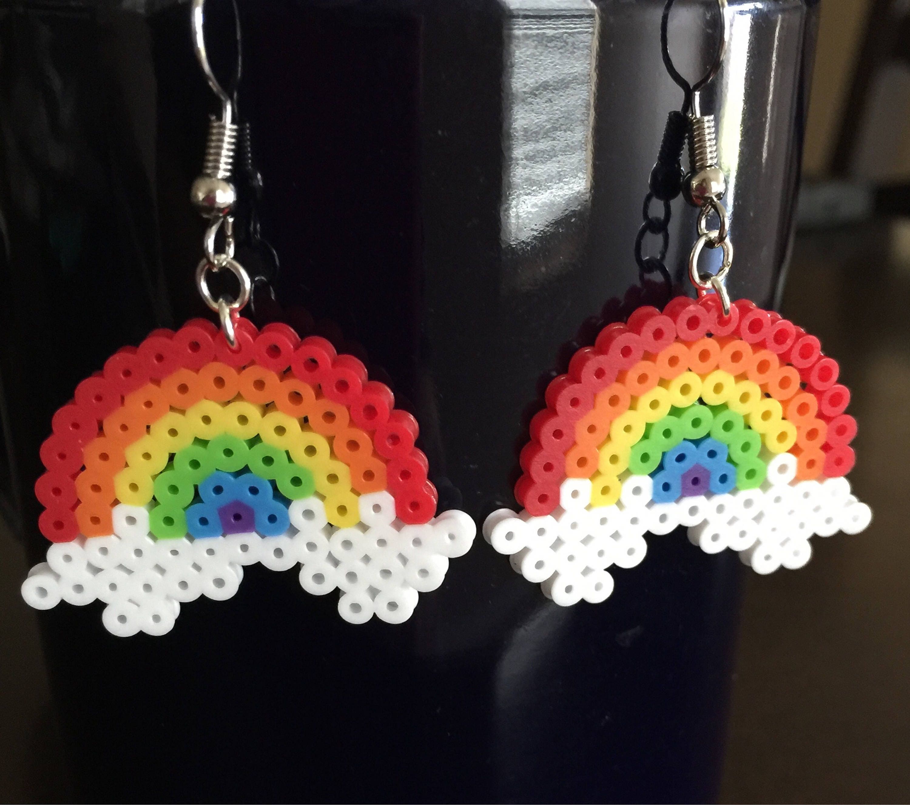 Rainbow Perler Earrings - Etsy