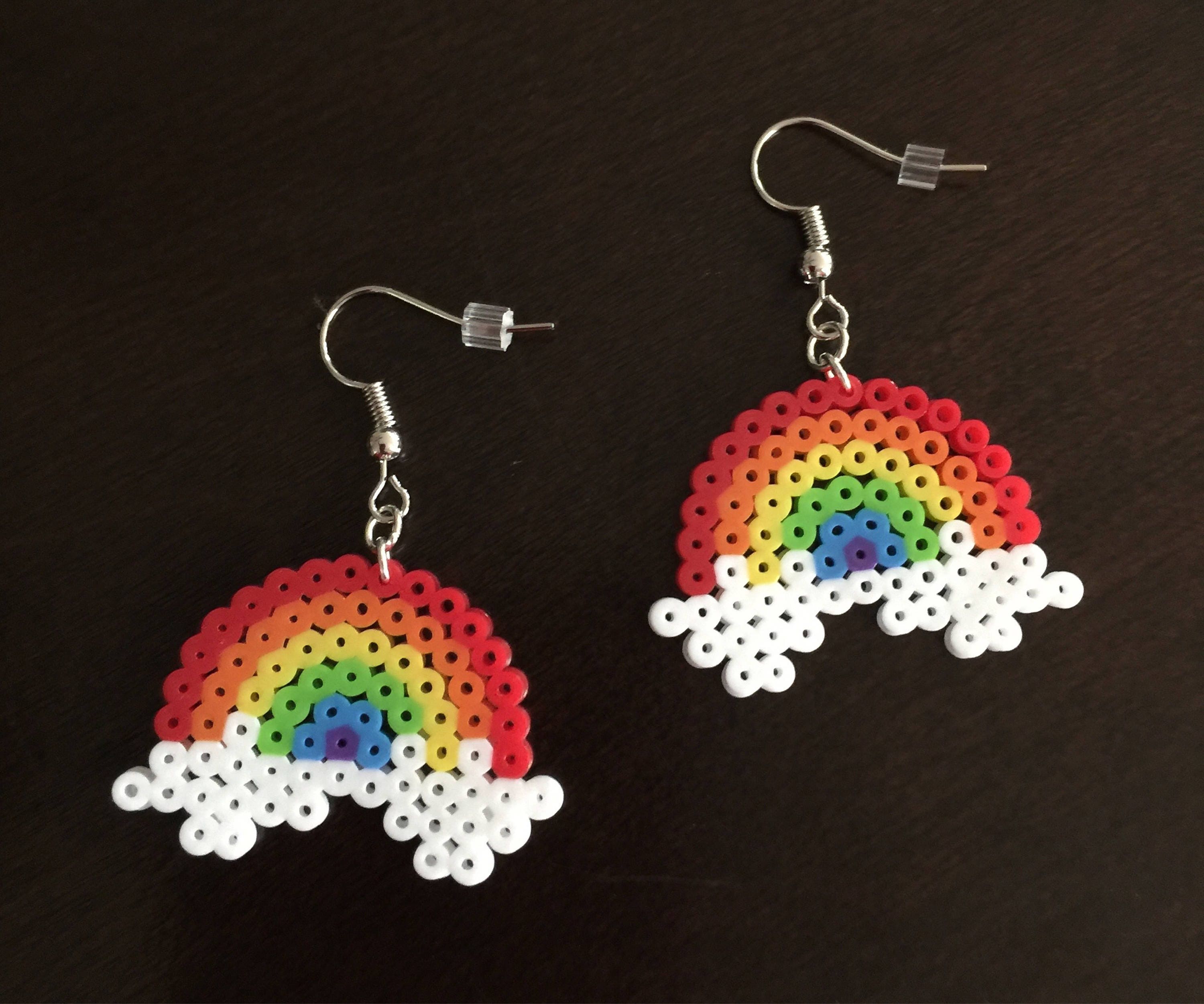 Rainbow Perler Earrings - Etsy