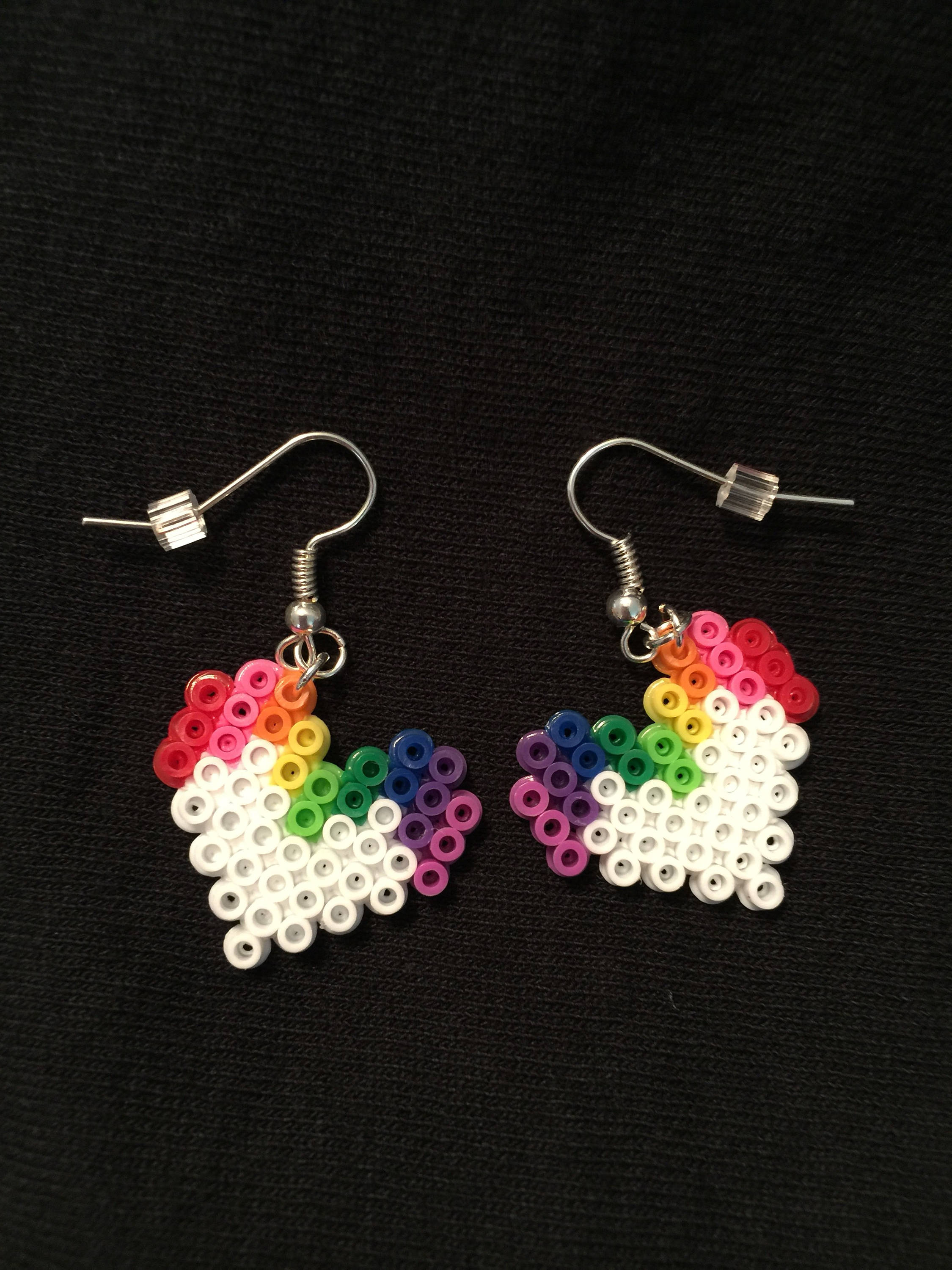 Rainbow Heart Perler Earrings - Etsy