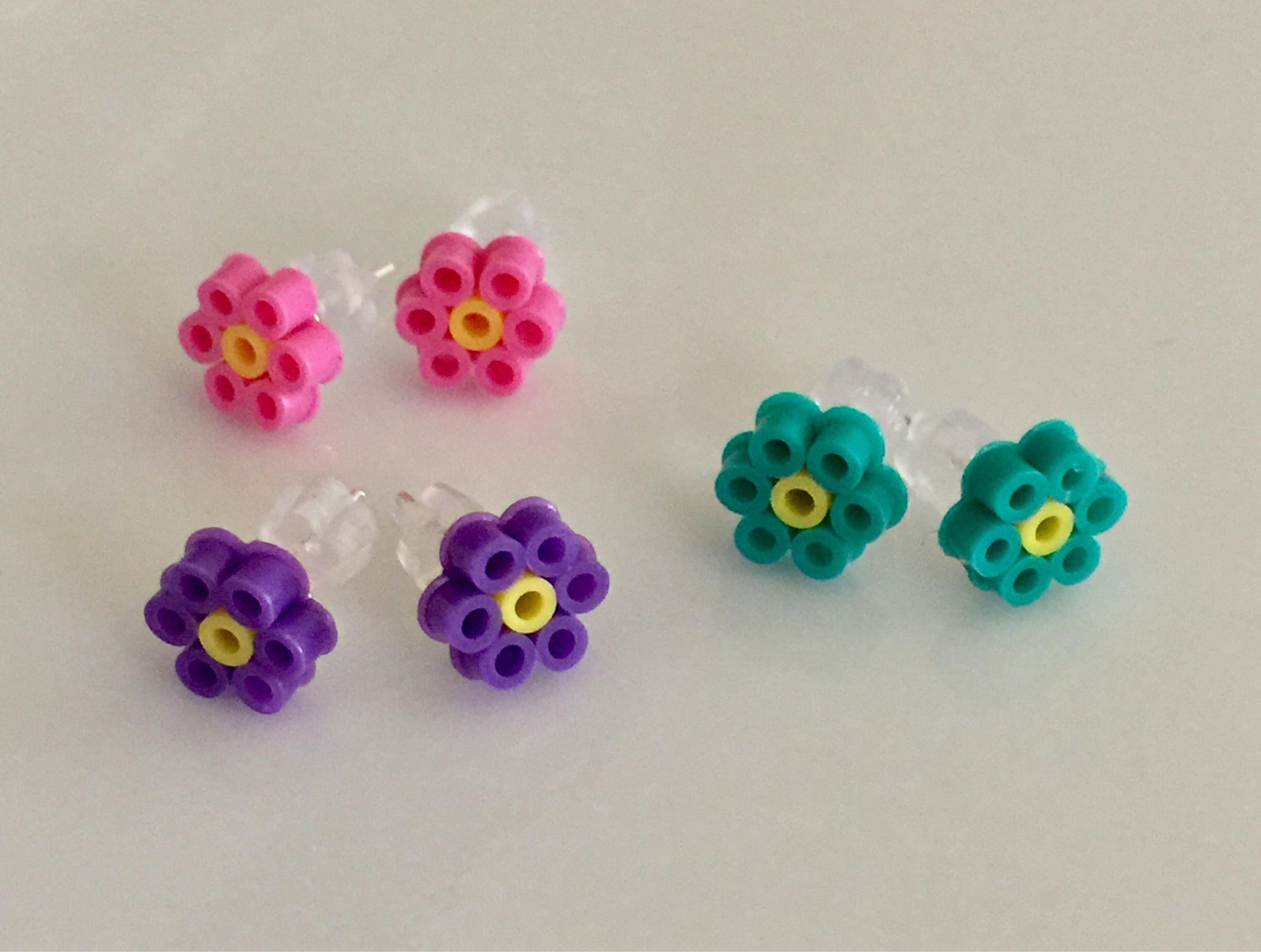 Flower Perler Earrings Etsy