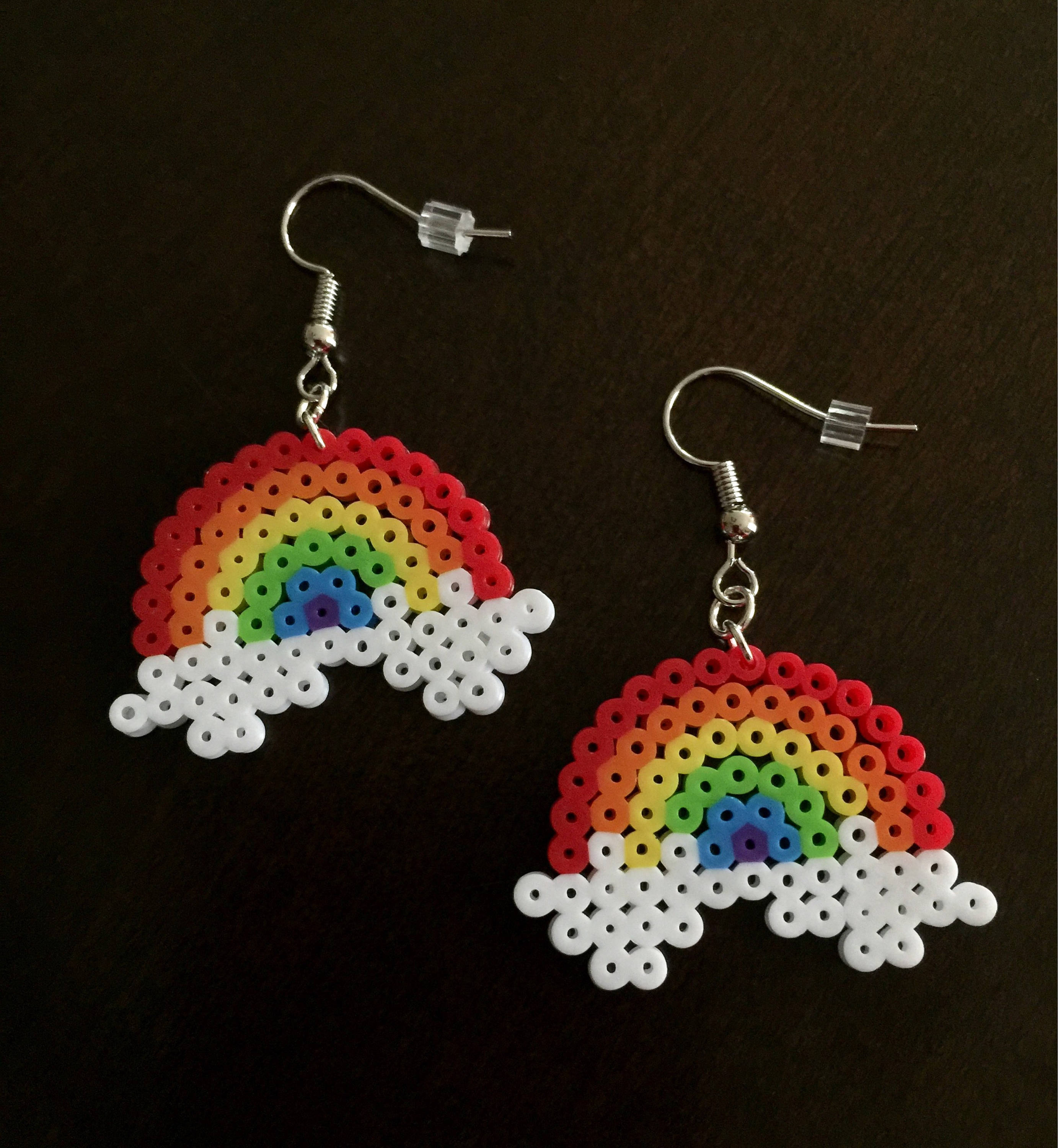 Rainbow Perler Earrings - Etsy