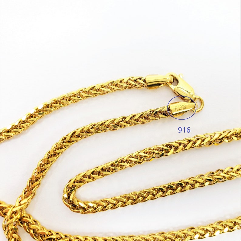 Genuine 22K Gold Franco Chain Necklace 20.25" Hollow 2.6mm Hallmarked ...