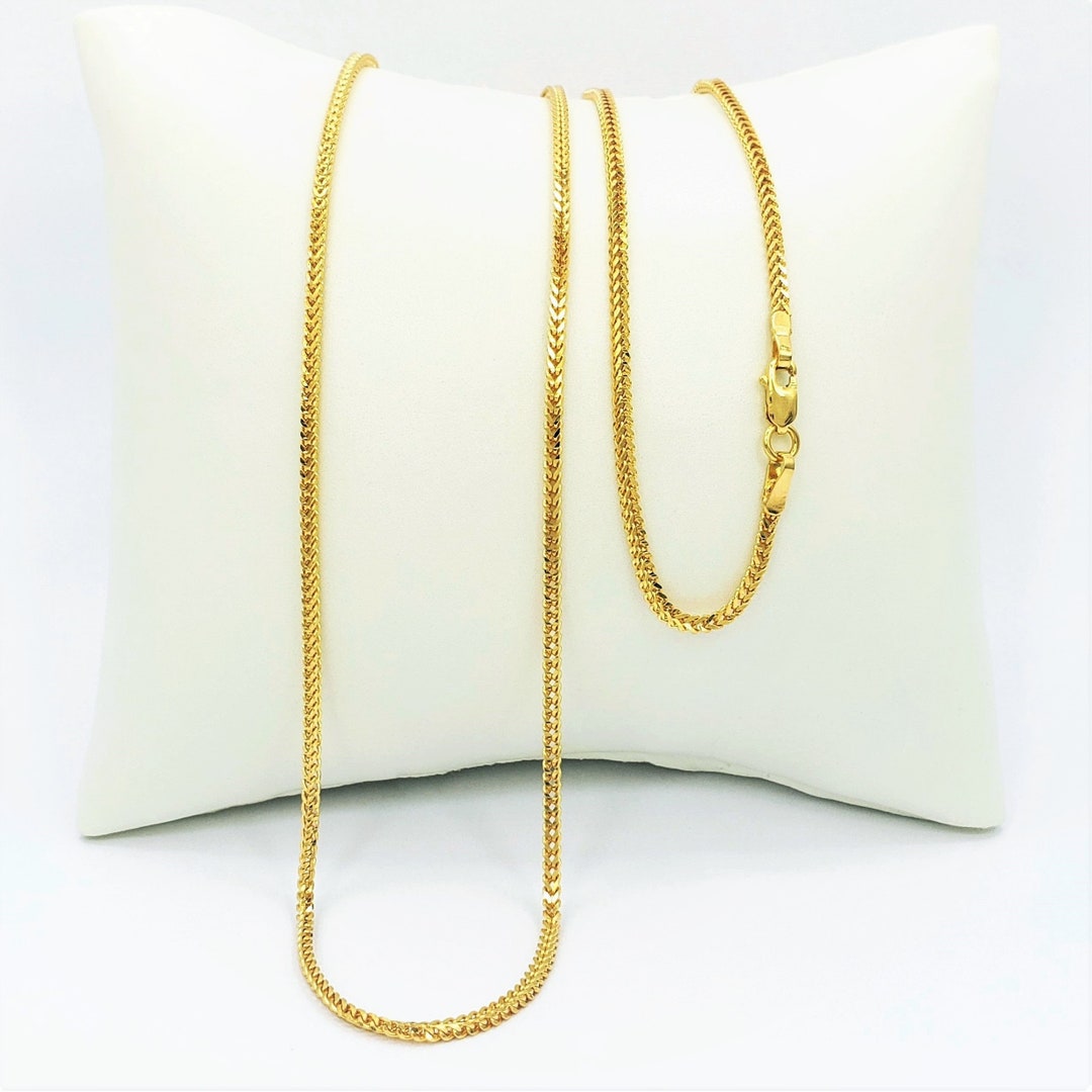 22K Solid Yellow Gold Franco Chain Necklace 22.25 1.6mm Genuine ...