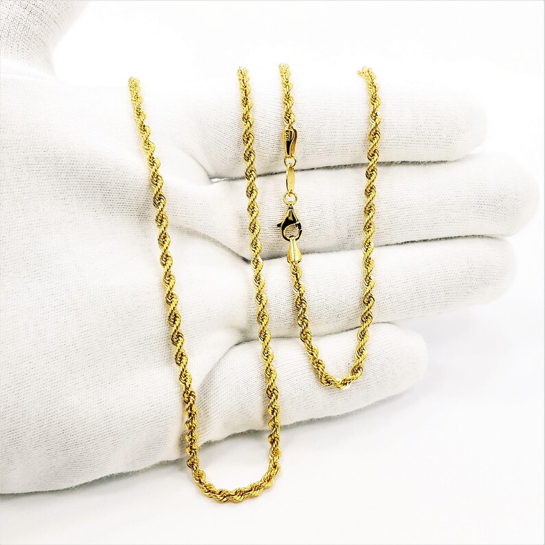 Genuine 22K Gold Rope Chain Necklace 19.8 Hollow 2.6mm | Etsy