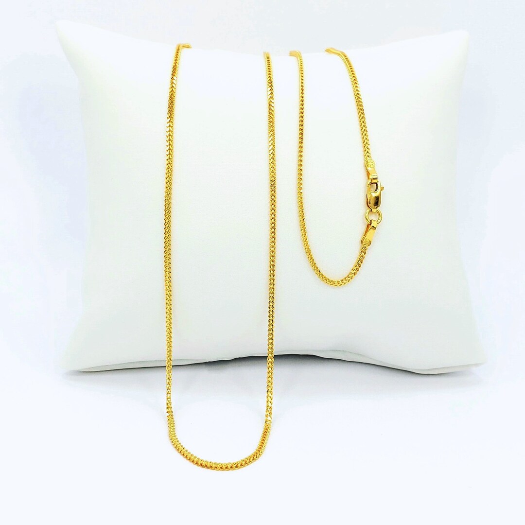 22K Solid Yellow Gold Franco Chain Necklace 20 in 1.5mm Genuine ...