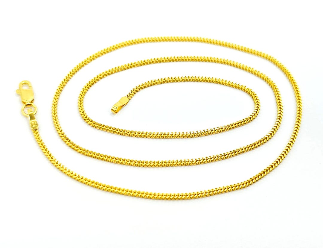 22K Solid Yellow Gold Franco Chain Necklace 17.75 in 1.4mm Genuine ...