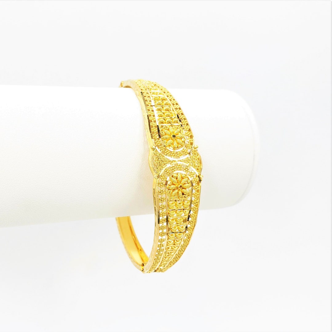 22K Solid Yellow Gold Bangle Bracelet Kada 2.2 Genuine Hallmark 916 ...