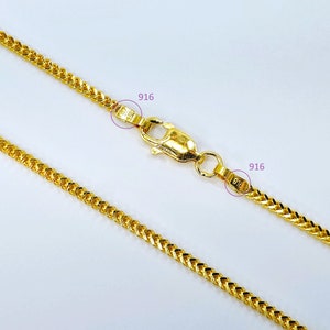 22K Solid Yellow Gold Franco Chain Necklace 22 in 1.8mm Genuine ...