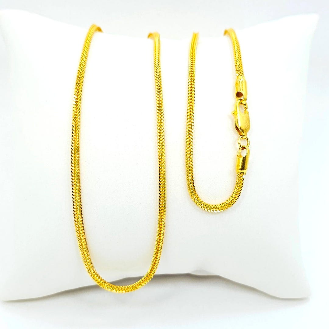 22K Solid Yellow Gold Franco Chain Necklace 18 in 1.8mm Genuine ...