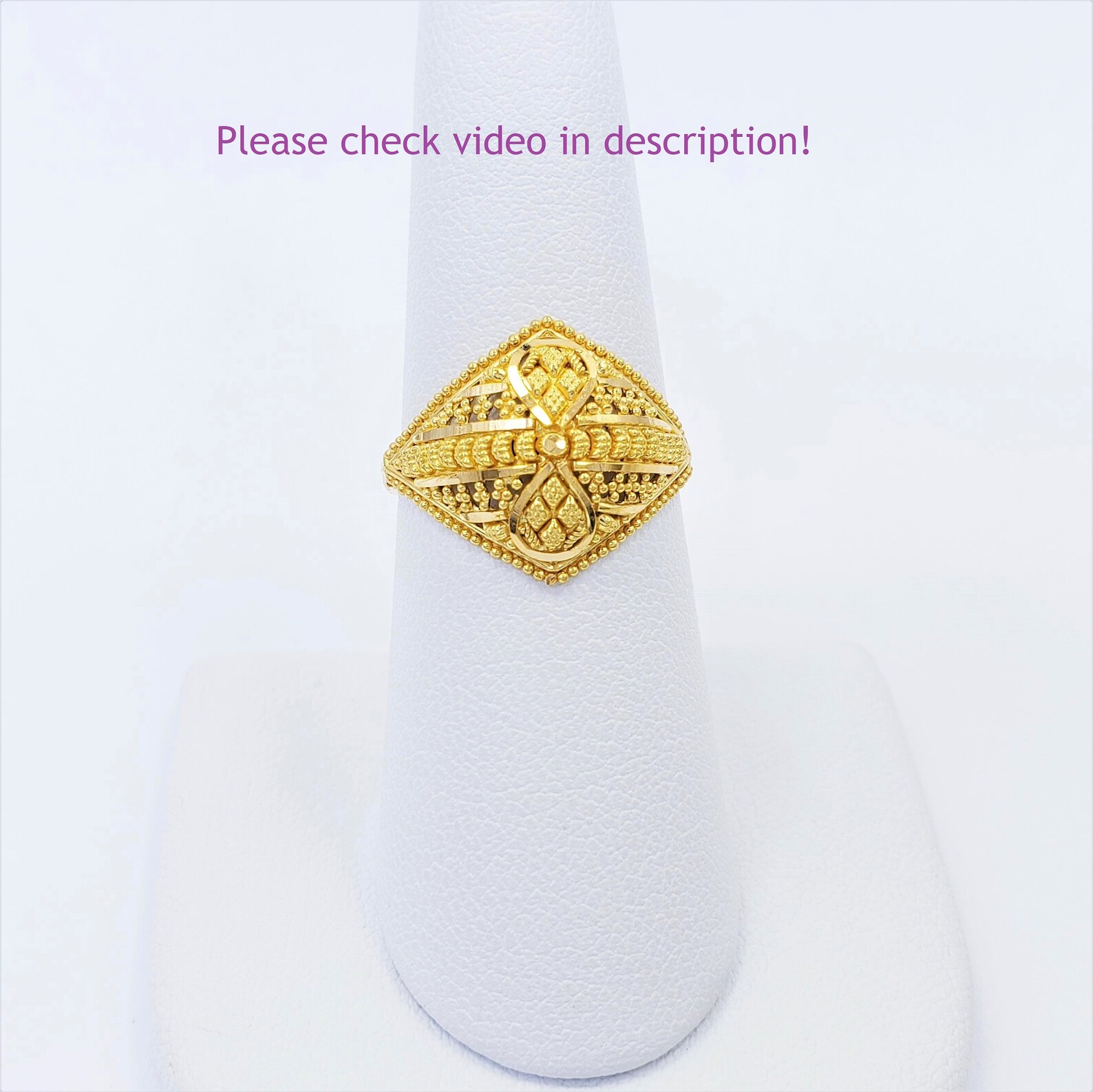 Genuine 22K Solid Gold RING US 7.25 Female Hallmarked 916 - Etsy