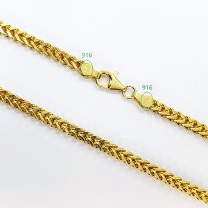 Genuine 22K Gold Italian Franco Chain Necklace 19.5" Hollow 3mm ...