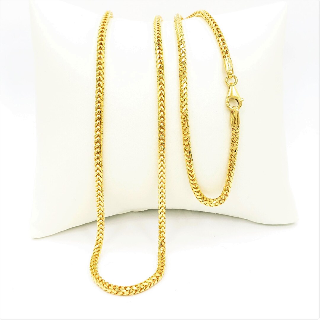 22K Solid Yellow Gold Franco Chain Necklace 21.8 in 2.5mm Genuine ...