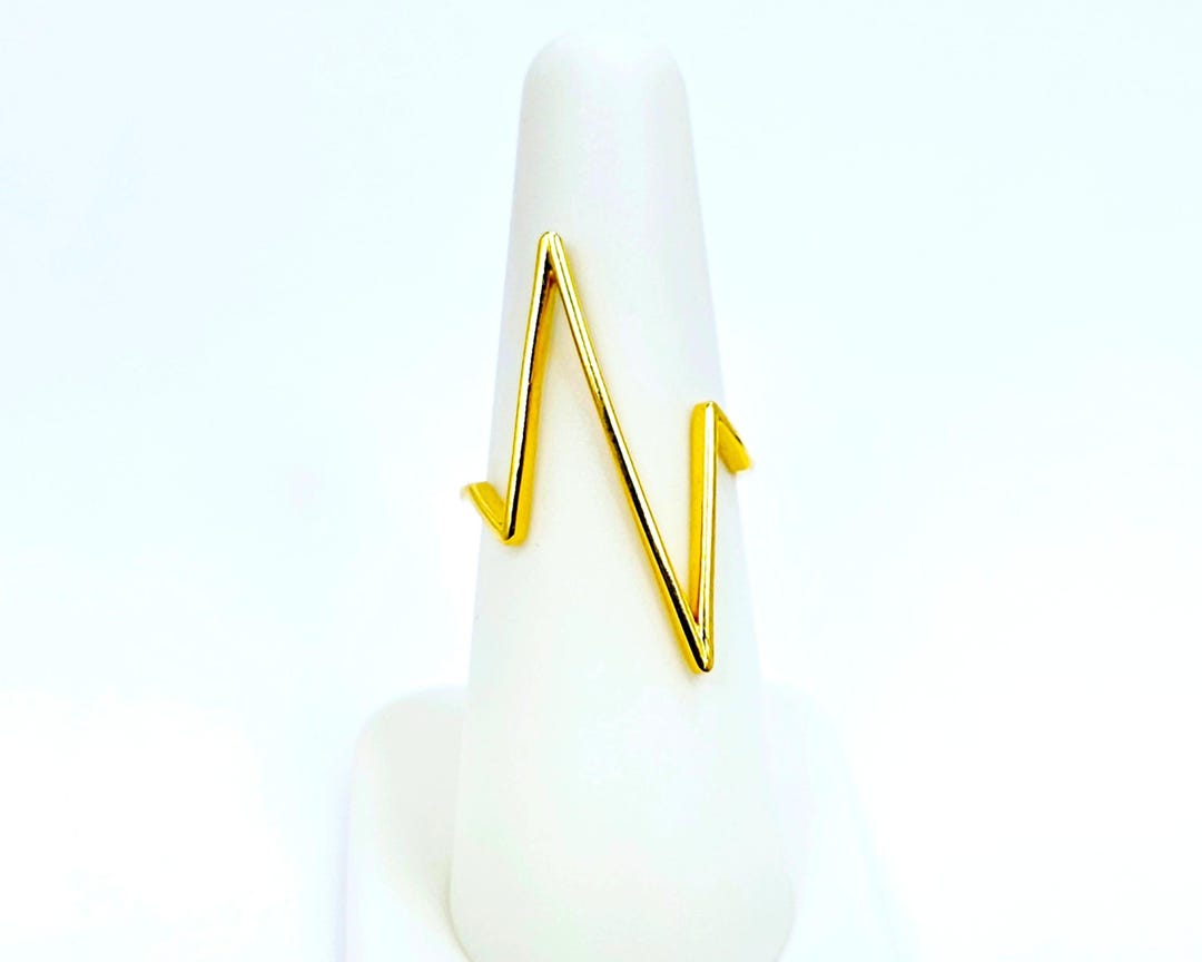 22K Solid Yellow Gold Heart Beat Ring Genuine Hallmarked 916 Size US 6. ...