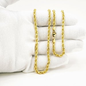 22K Gold Italian Rope Chain Necklace 21.5" Hollow 3.5mm Genuine ...