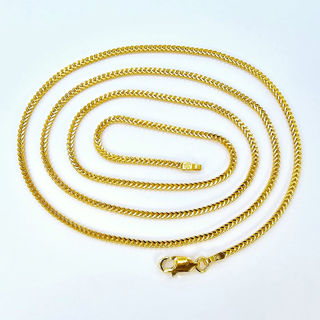 22K Solid Yellow Gold Franco Chain Necklace 22 in 1.8mm Genuine ...