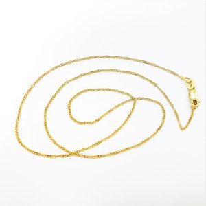 22K Solid Yellow Gold Singapore Chain Necklace 16" Choker 1mm Thin ...