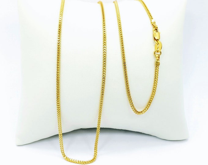 22K Solid Yellow Gold Franco Chain Necklace 18.25" 1.5mm Genuine ...