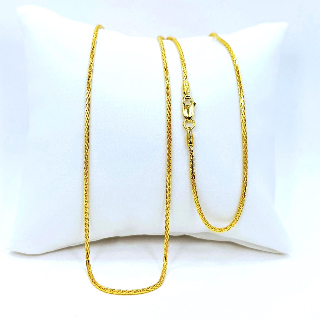 22K Solid Yellow Gold Foxtail Chain Necklace 16 in Choker 1.4mm ...