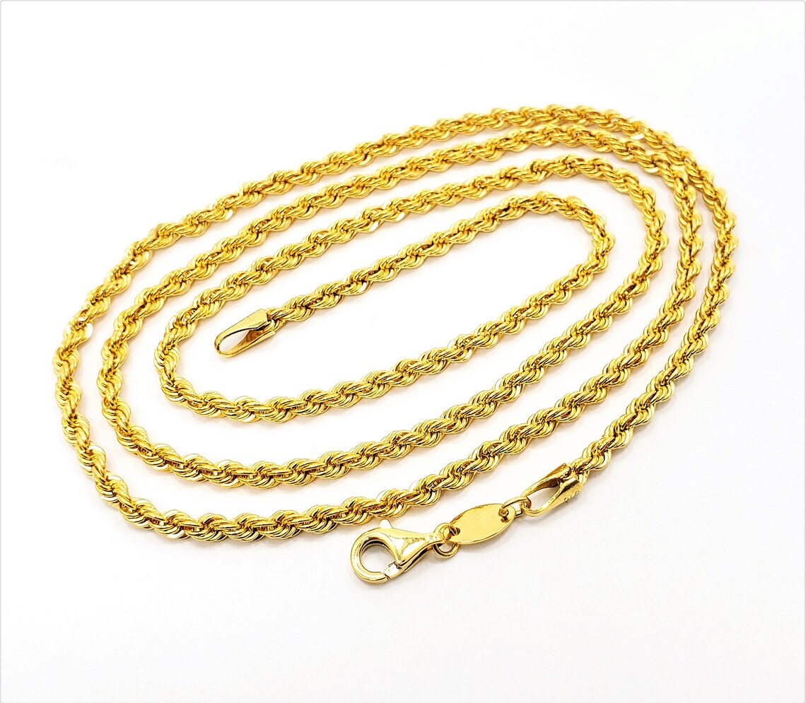 Genuine 22K Gold Rope Chain Necklace 19.8 Hollow 2.6mm | Etsy