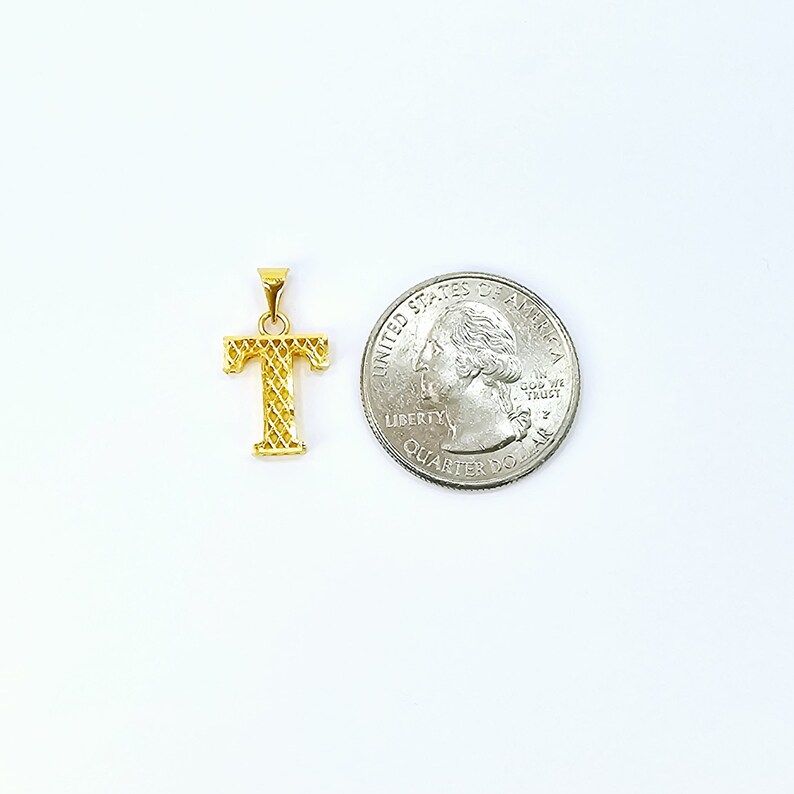 22K Solid Yellow Gold Pendant Initial Letter T Genuine Hallmarked 22K ...