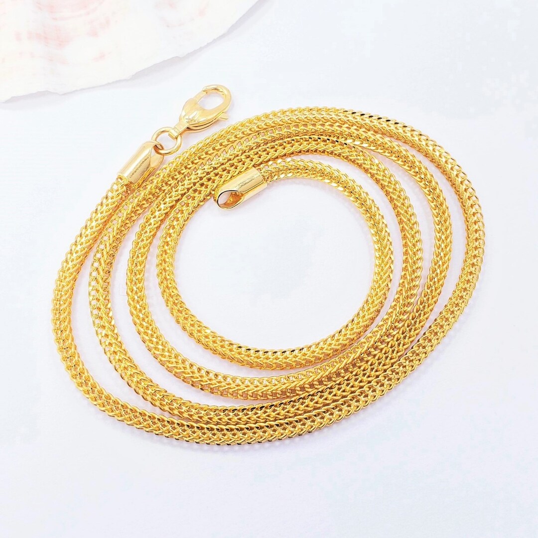 22K Solid Yellow Gold Franco Chain Necklace 20.8 2.45mm Genuine ...