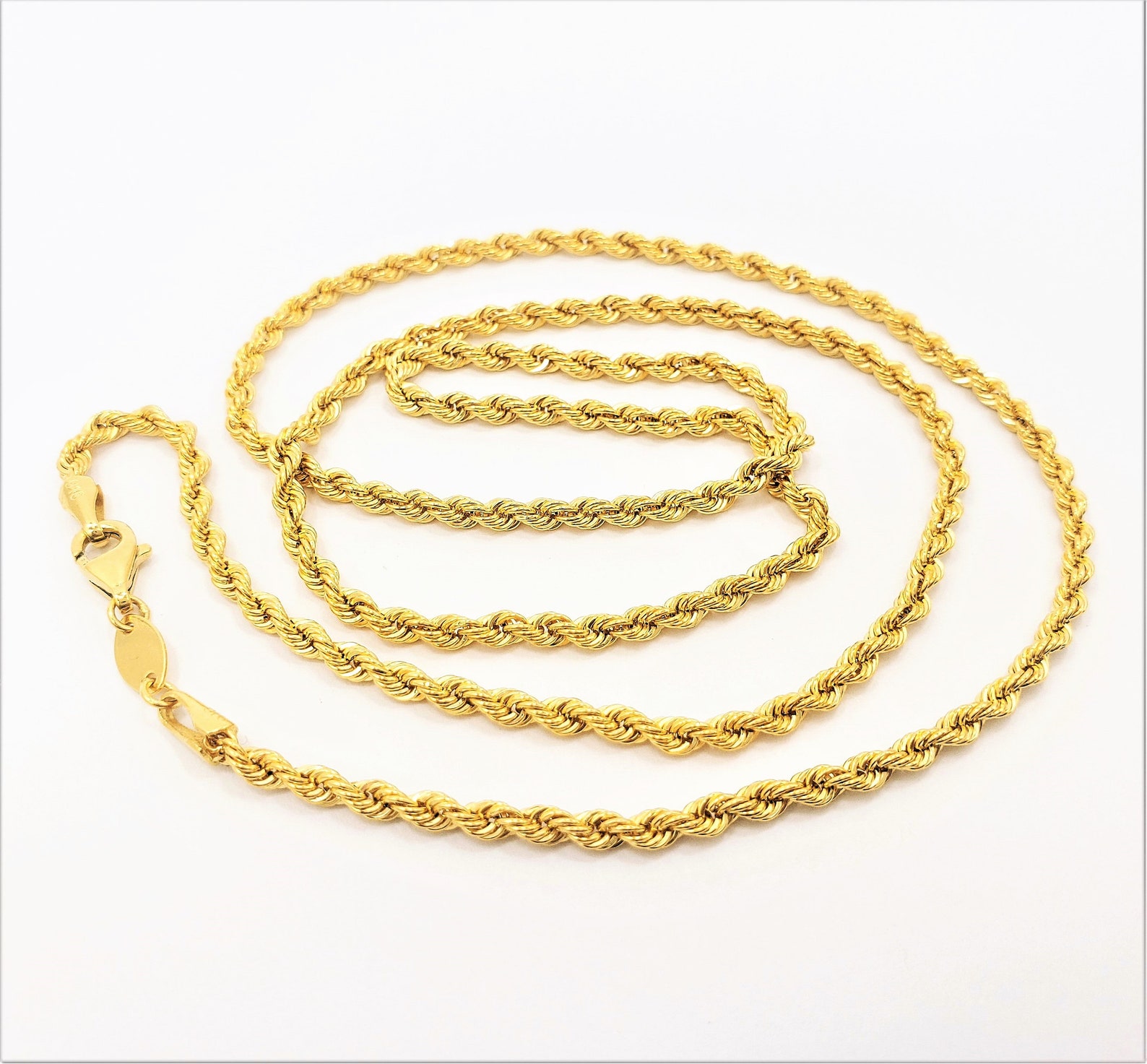 Genuine 22K Gold Rope Chain Necklace 19.8 Hollow 2.6mm | Etsy