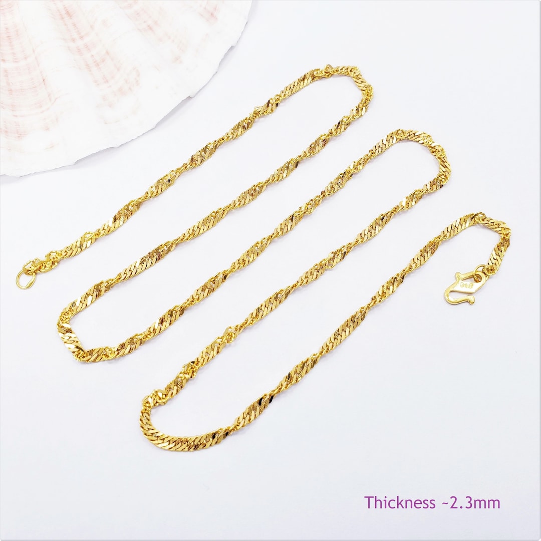 Genuine 22K Solid Gold Singapore Chain Necklace 16 Choker 2.3mm ...